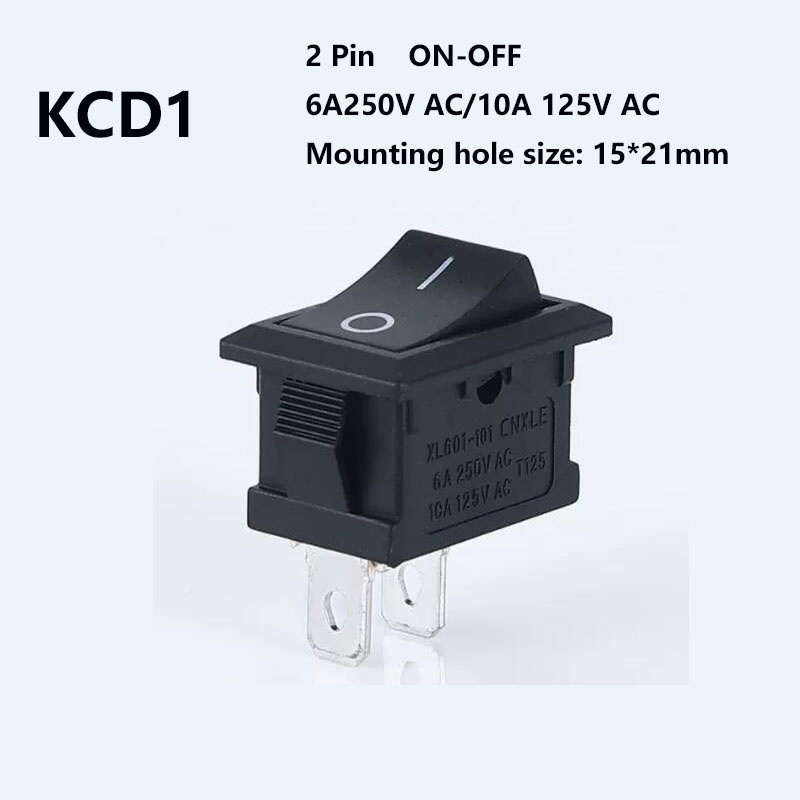 KCD1 2Pin 3Pin ON-OFF Rocker Switch 6A 250V With Red Green Light Switch ...