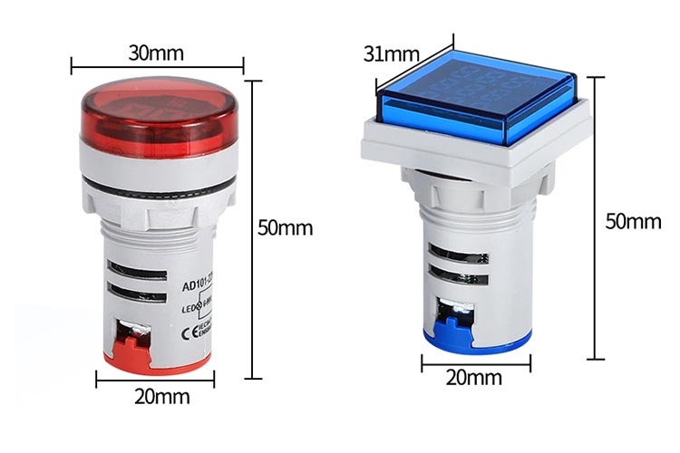 LED Voltage meter indication lamp, polit light, digital indicator light